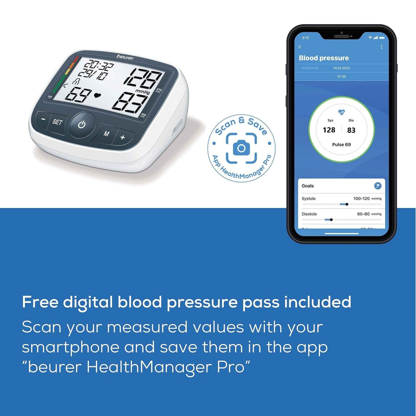 Beurer BM 40 Upper Arm Blood Pressure Monitor with Mains Adaptor and X ...