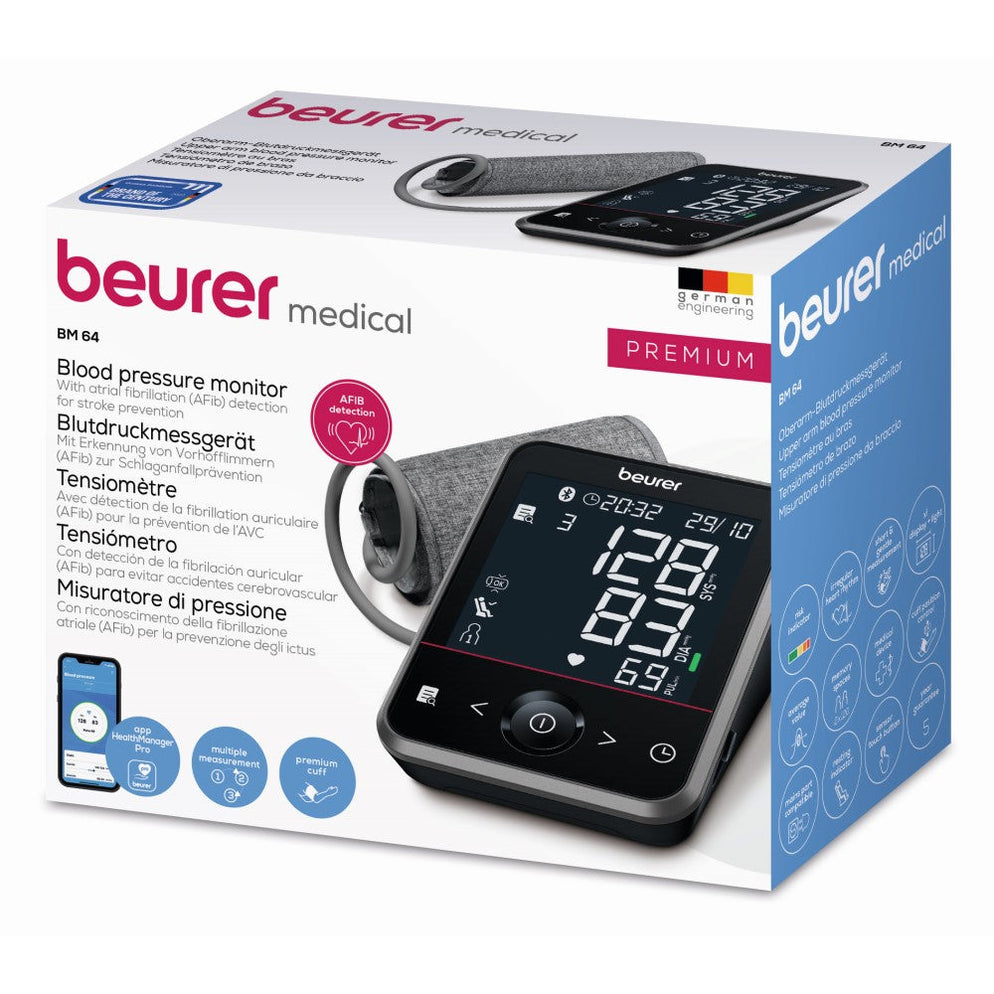 Beurer BM 64 Bluetooth Enabled Blood Pressure Monitor with App: Track ...
