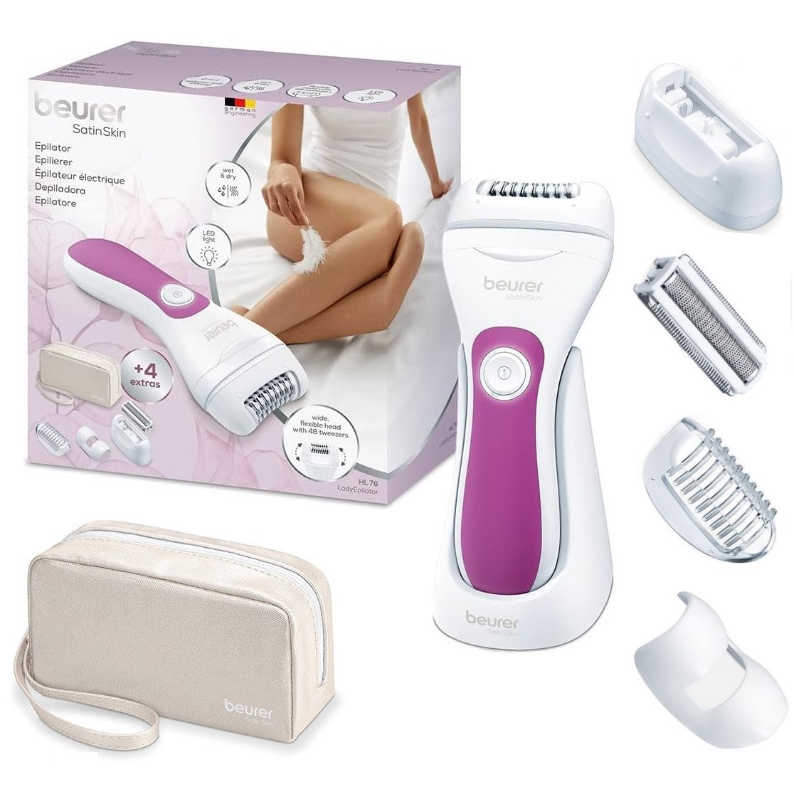 Beurer HL 76 SatinSkin Wet & Dry Epilator, Shaver & Trimmer - Recharge ...