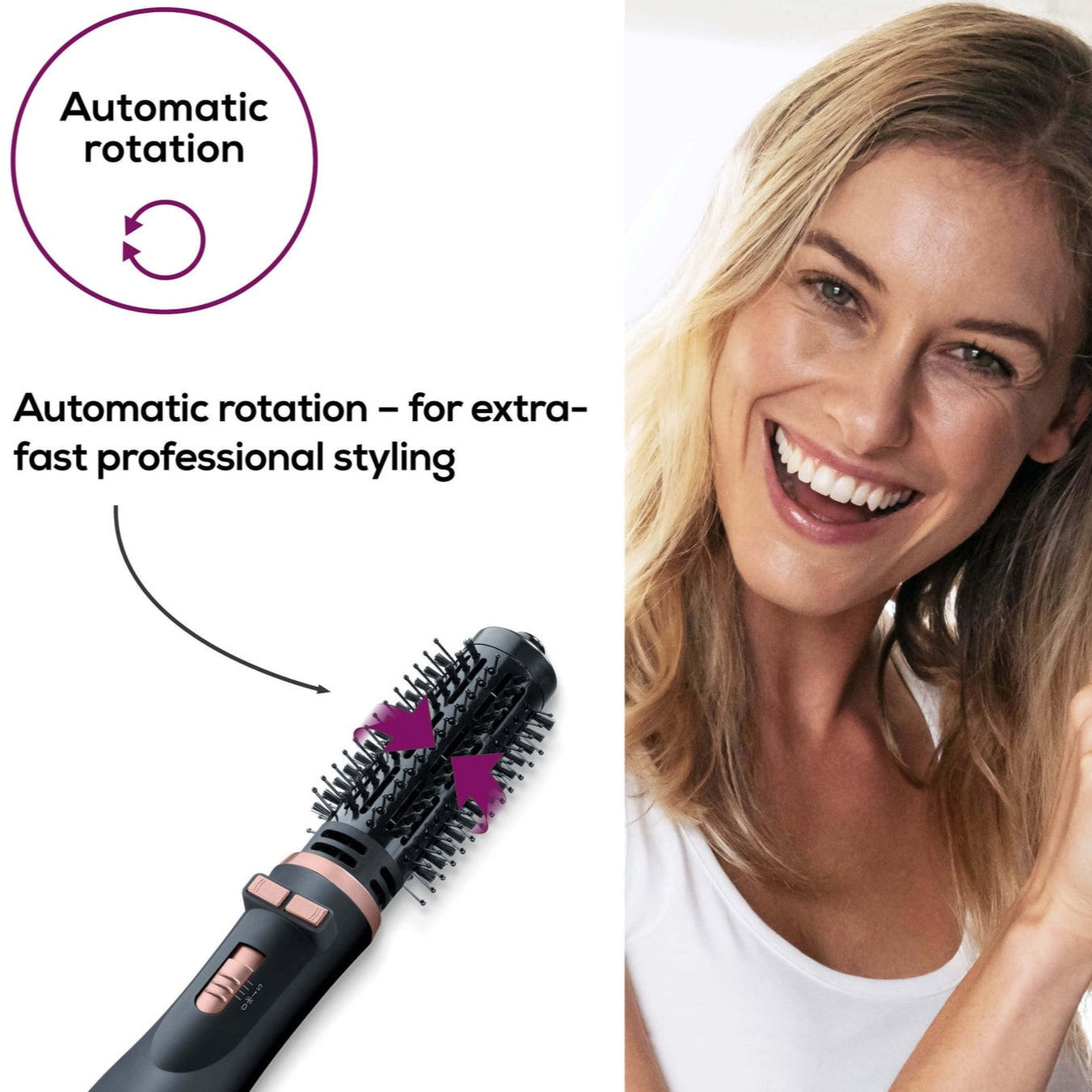 Beurer Germany HT 80 Rotating Hot Air Styling & Drying Brush. 2 Attach ...