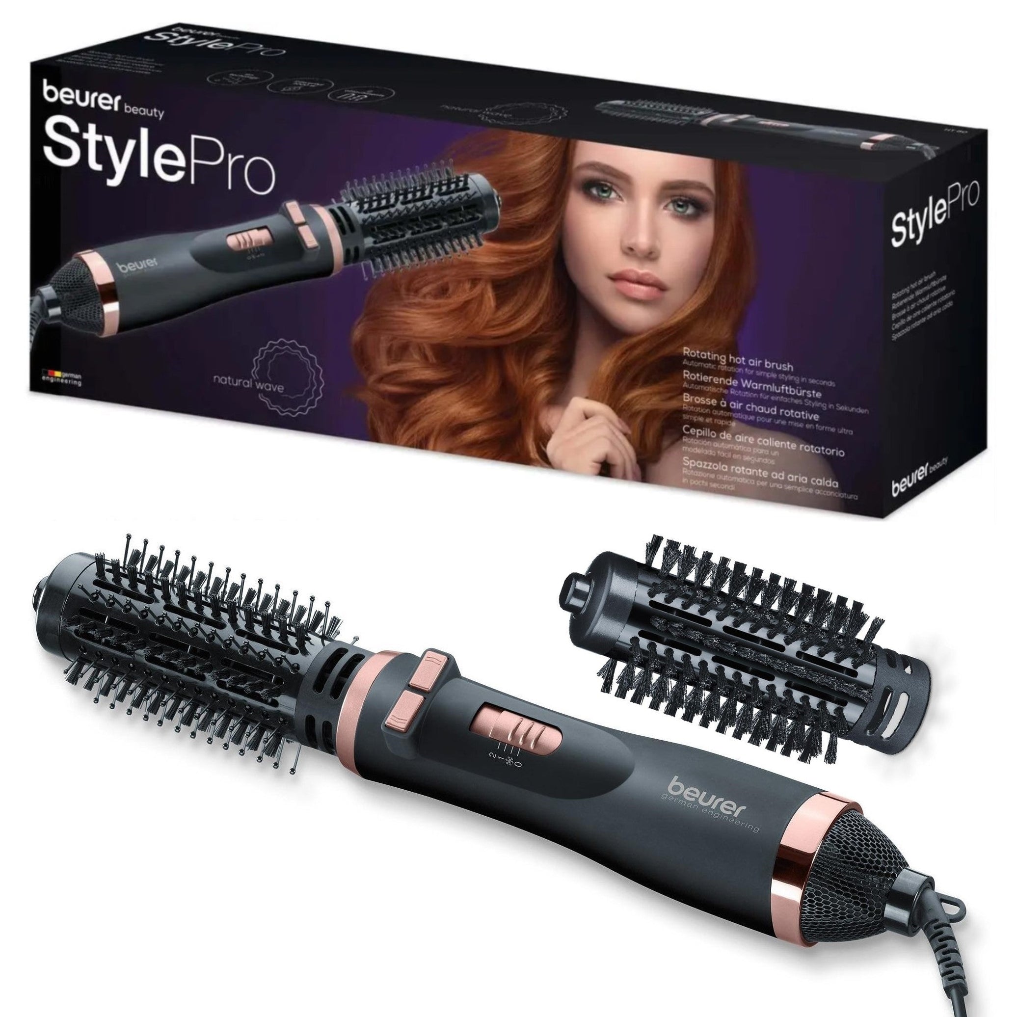 Beurer Germany HT 80 Rotating Hot Air Styling & Drying Brush. 2 Attach ...