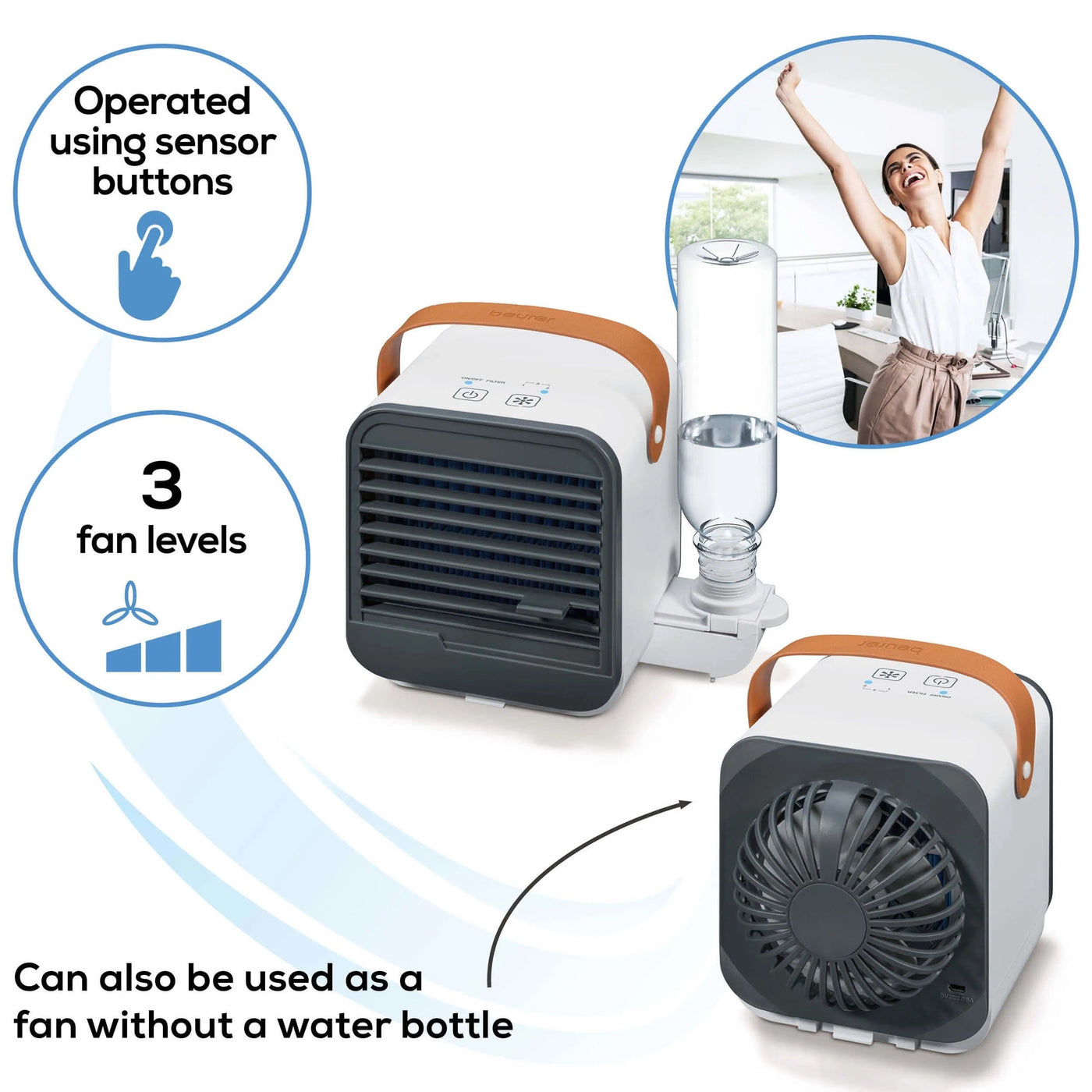 Beurer Germany LV 50 Table Fan Humidifier & Air Cooler with USB Connec ...